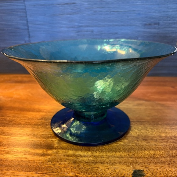 Accents | Vintage Art Glass Bowl Cobalt Blue Bubble Glass Aqua Glass ...